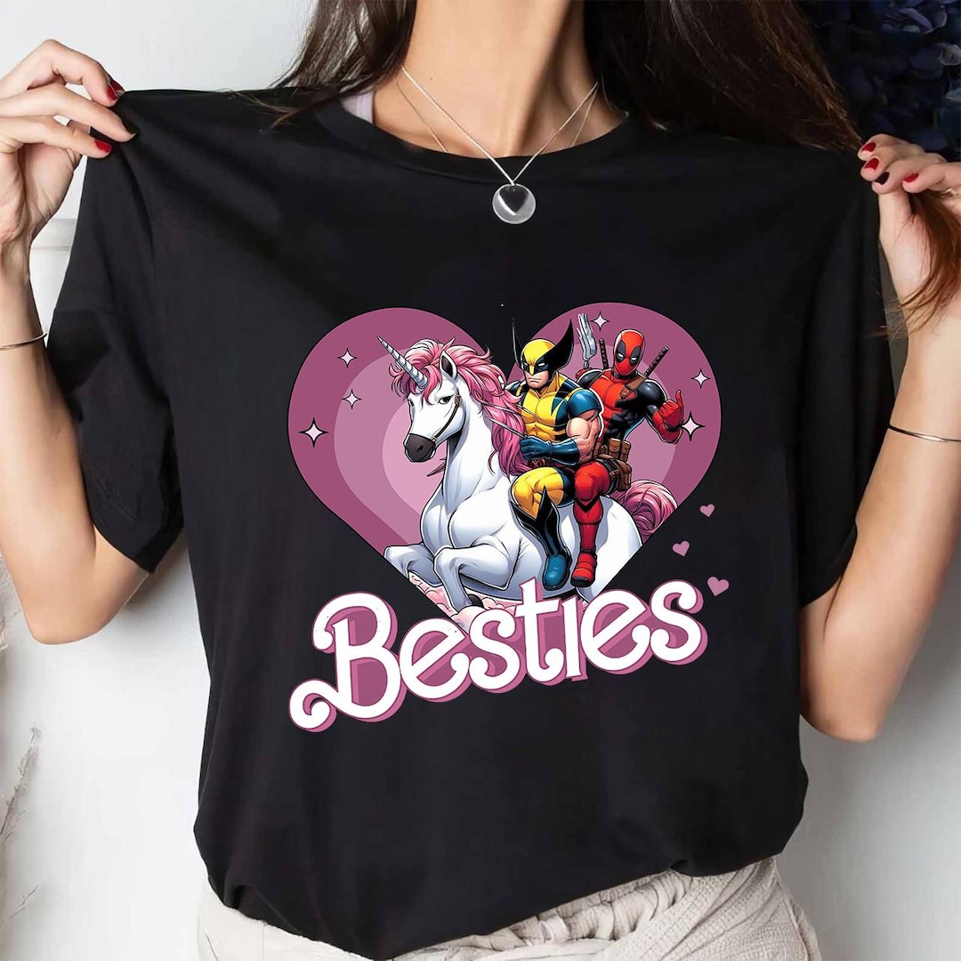 Deadpool Wolverine Besties Camisa divertida, Linda sudadera Pink Heart ...