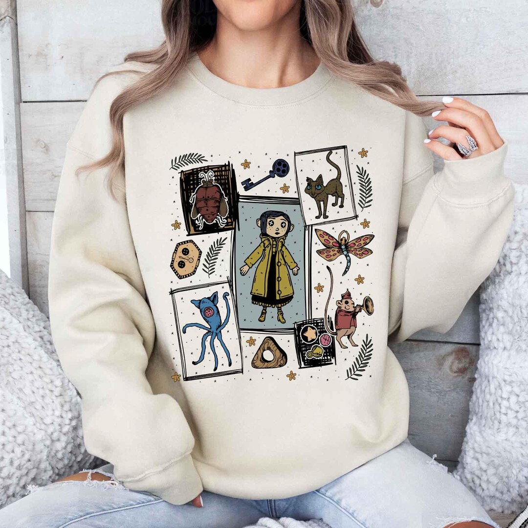 Coraline Sweatshirt, Spooky Coraline Doll Sweatshirt, Spooky Movie ...