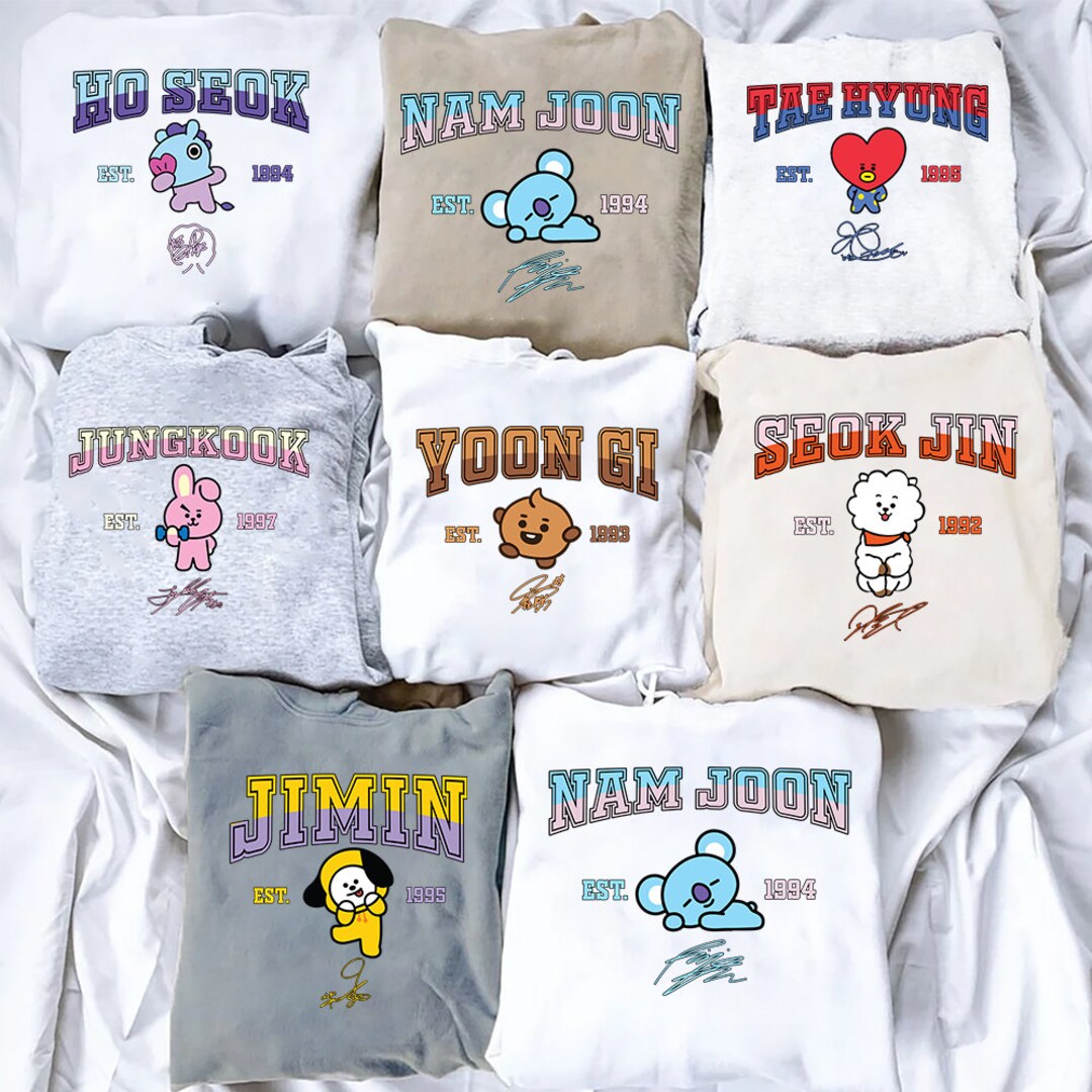 Cute BTS Members Chibi Tshirt, Jungkook Shirt, Jhope Shirt, Namjoon ...