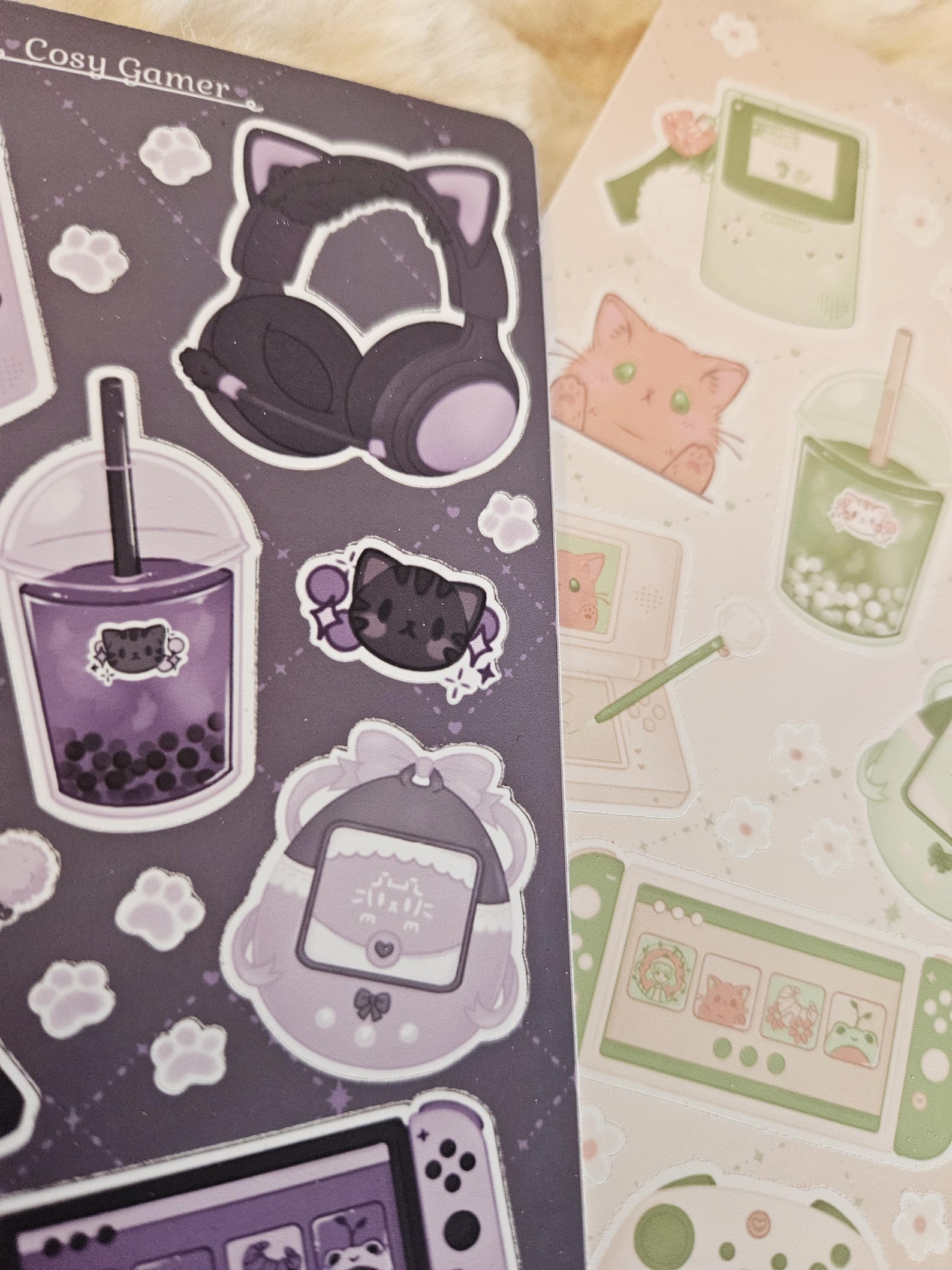 Cute Cosy Gamer Set-up Stickersheet Retro Games Virtual Pets Orange Cat ...