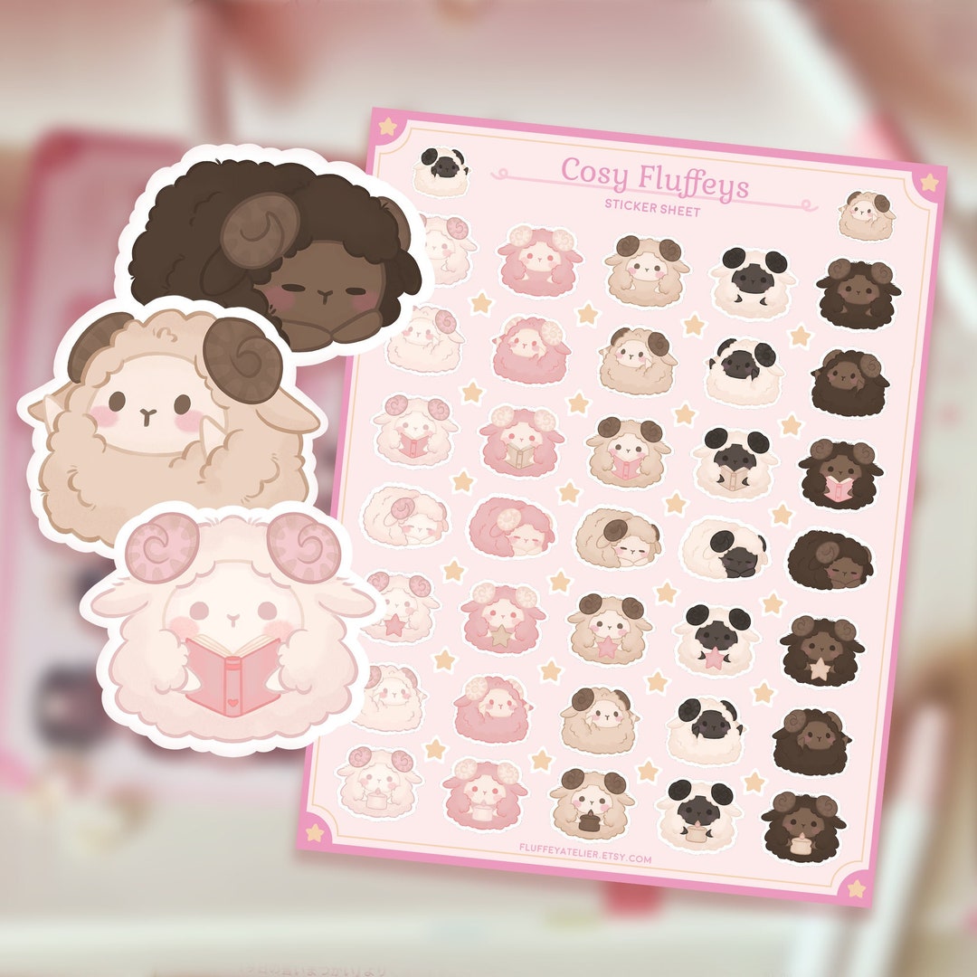 Cosy Fluffy Sheep Stickersheet | Bookish Stickers With Candles Stars ...