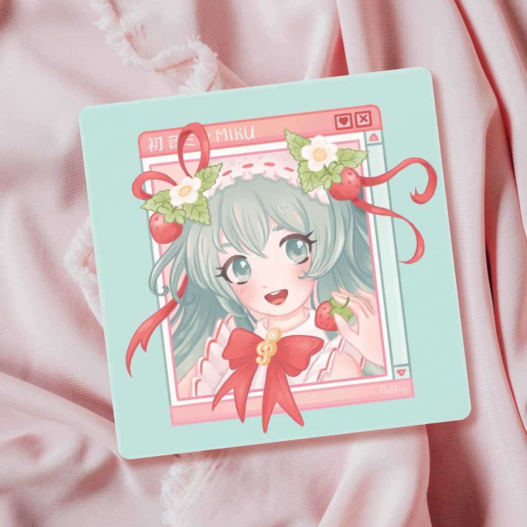 Hatsune Miku Strawberry Cafe Art Print | Cute Vocaloid Fanart | Kawaii ...