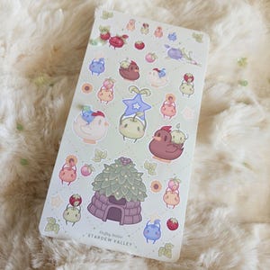 Stardew Valley Junimo Sticker Sheet | Junimos Harvesting, Chicken, Hut ...
