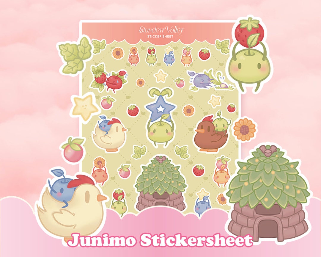Stardew Valley Junimo Sticker Sheet Junimos Harvesting, Chicken, Hut ...