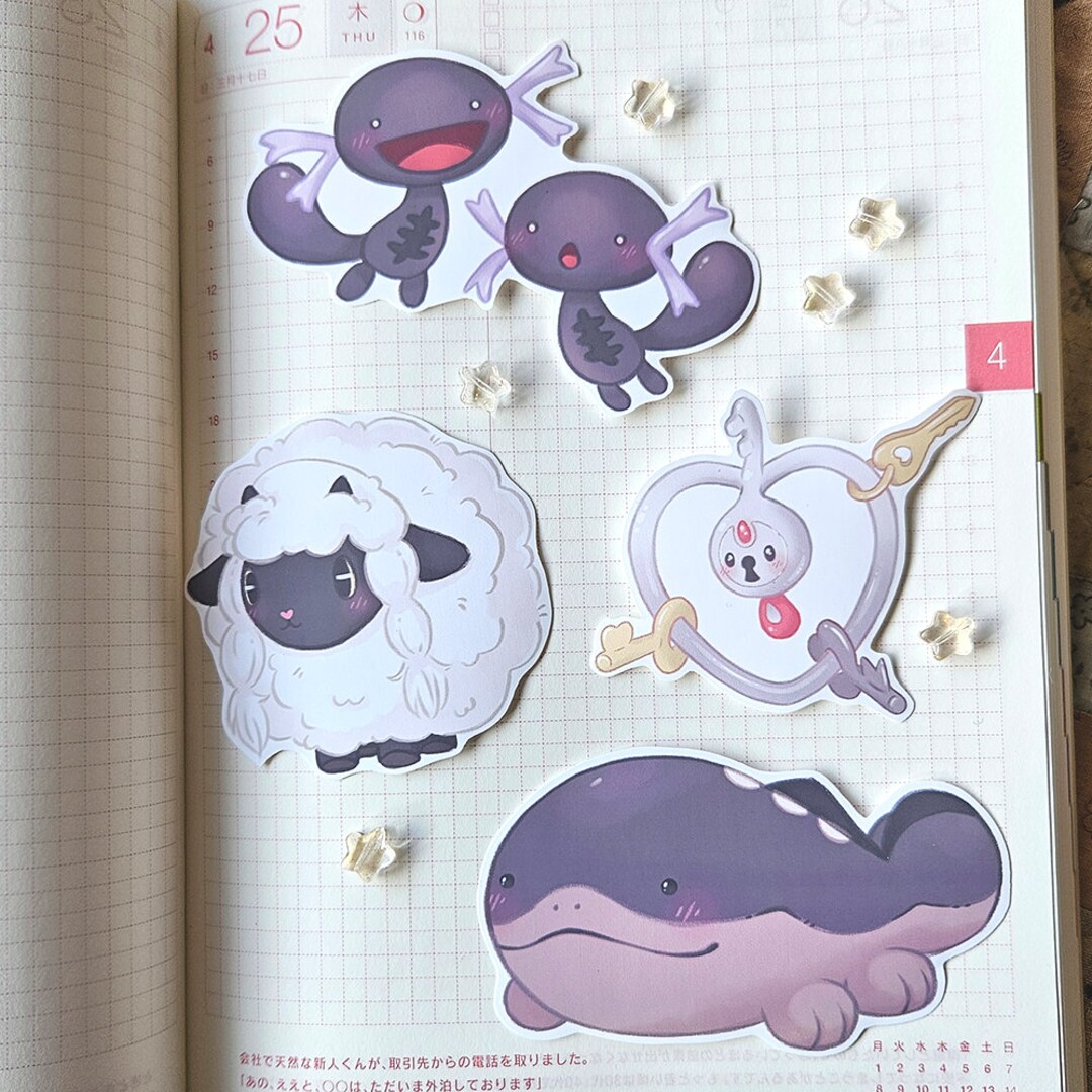 Cute Pokemon Fanart Stickers Clodsire Wooper, Wooloo and Klefki Fairy ...
