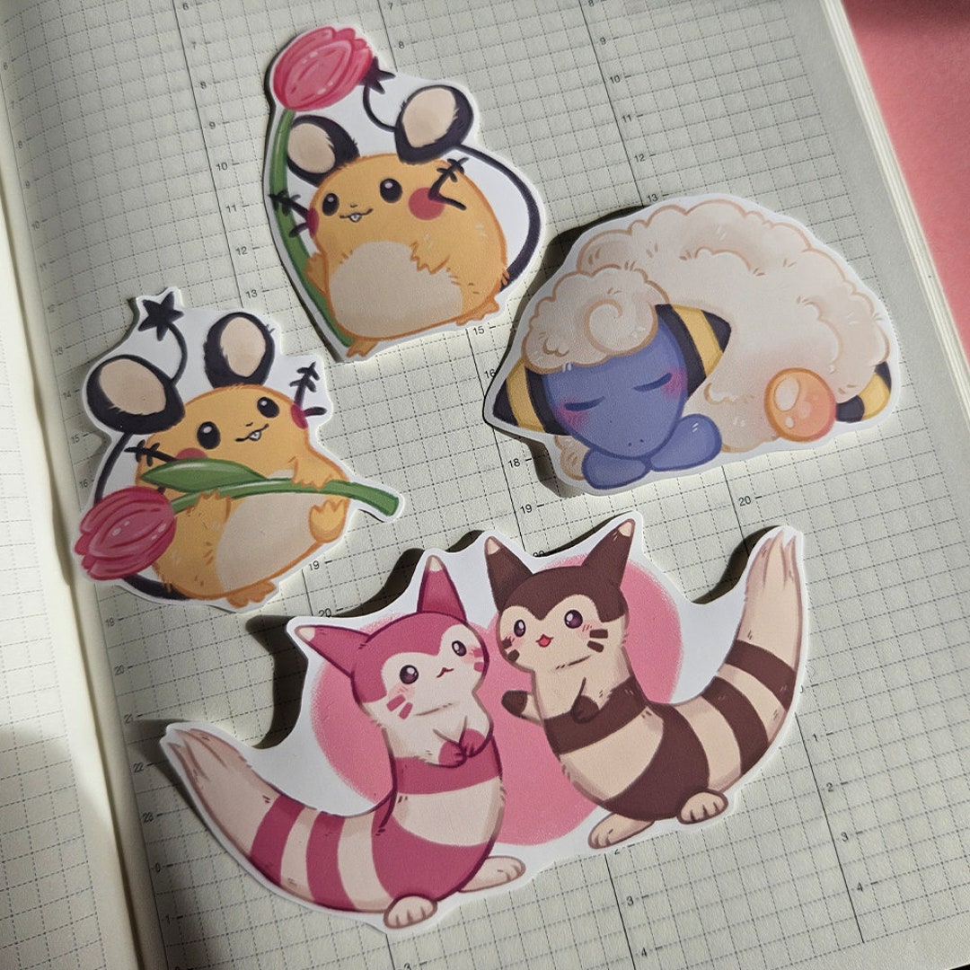 Shiny Furret Mareep and Dedenne Vinyl Pokemon Stickers Cute Stickers for Laptops Water Bottles ...