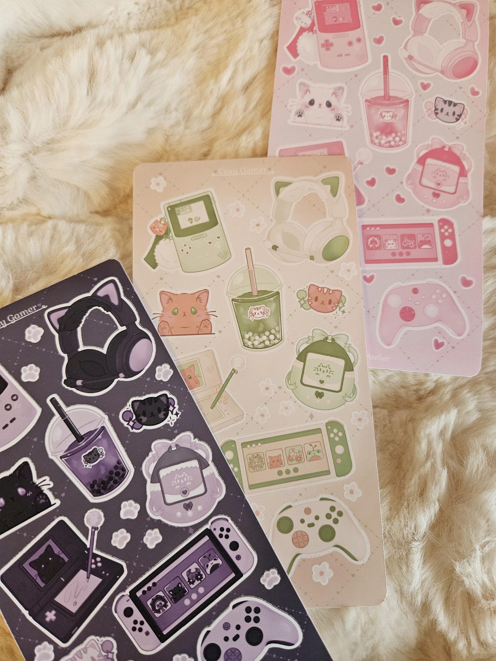 Cute Cosy Gamer Set-up Stickersheet Retro Games Virtual Pets Orange Cat ...