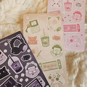 Cute Cosy Gamer Set-up Stickersheet | Retro Games Virtual Pets Orange ...