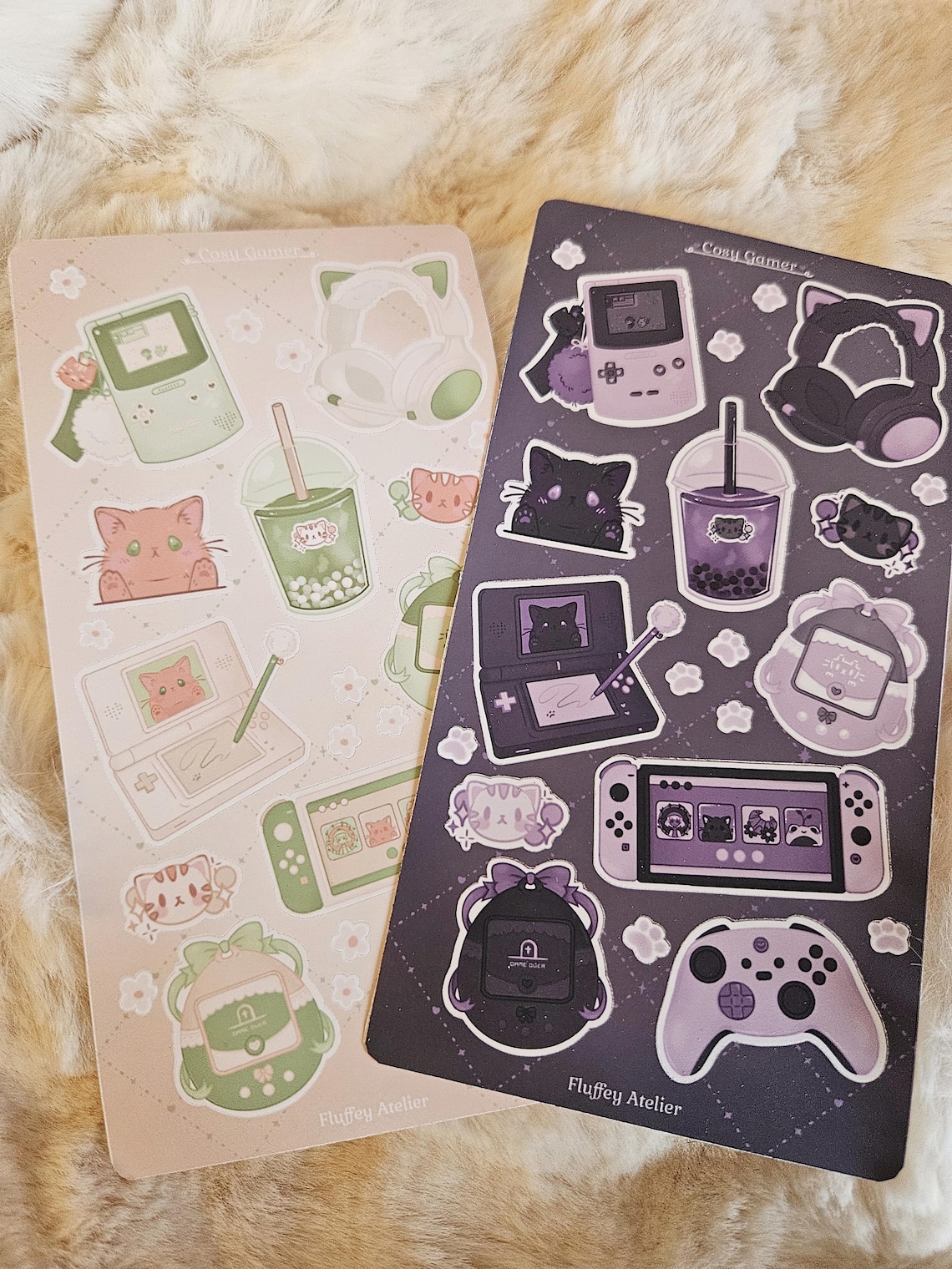 Cute Cosy Gamer Set-up Stickersheet Retro Games Virtual Pets Orange Cat ...
