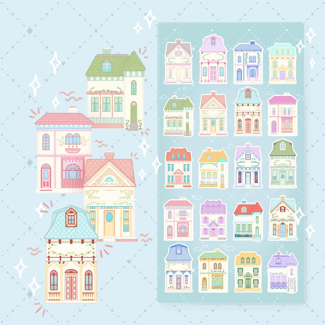 Victorian Houses Stickers | Cute Journal and Planner Stickersheet ...