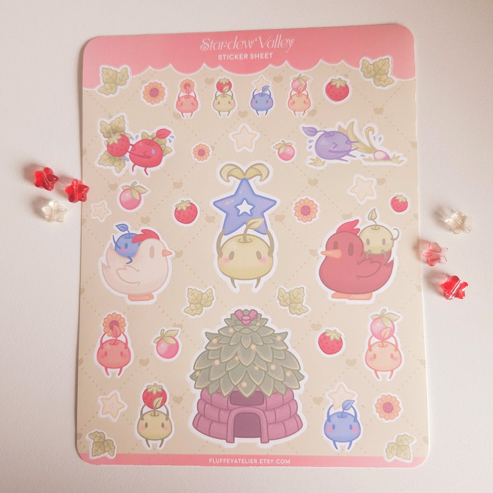 Stardew Valley Junimo Sticker Sheet Junimos Harvesting, Chicken, Hut ...