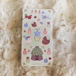 Stardew Valley Junimo Sticker Sheet | Junimos Harvesting, Chicken, Hut ...