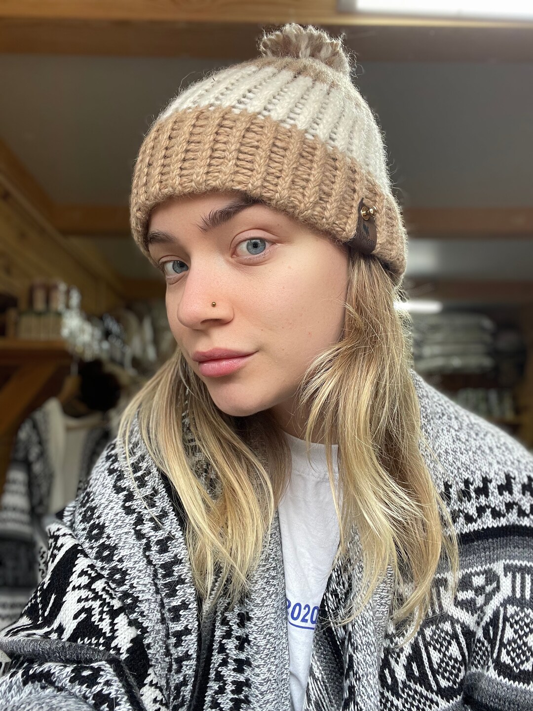 Natural Alpaca Wool Hat, 100% Alpaca From Our Farm, Knitted Hat ...