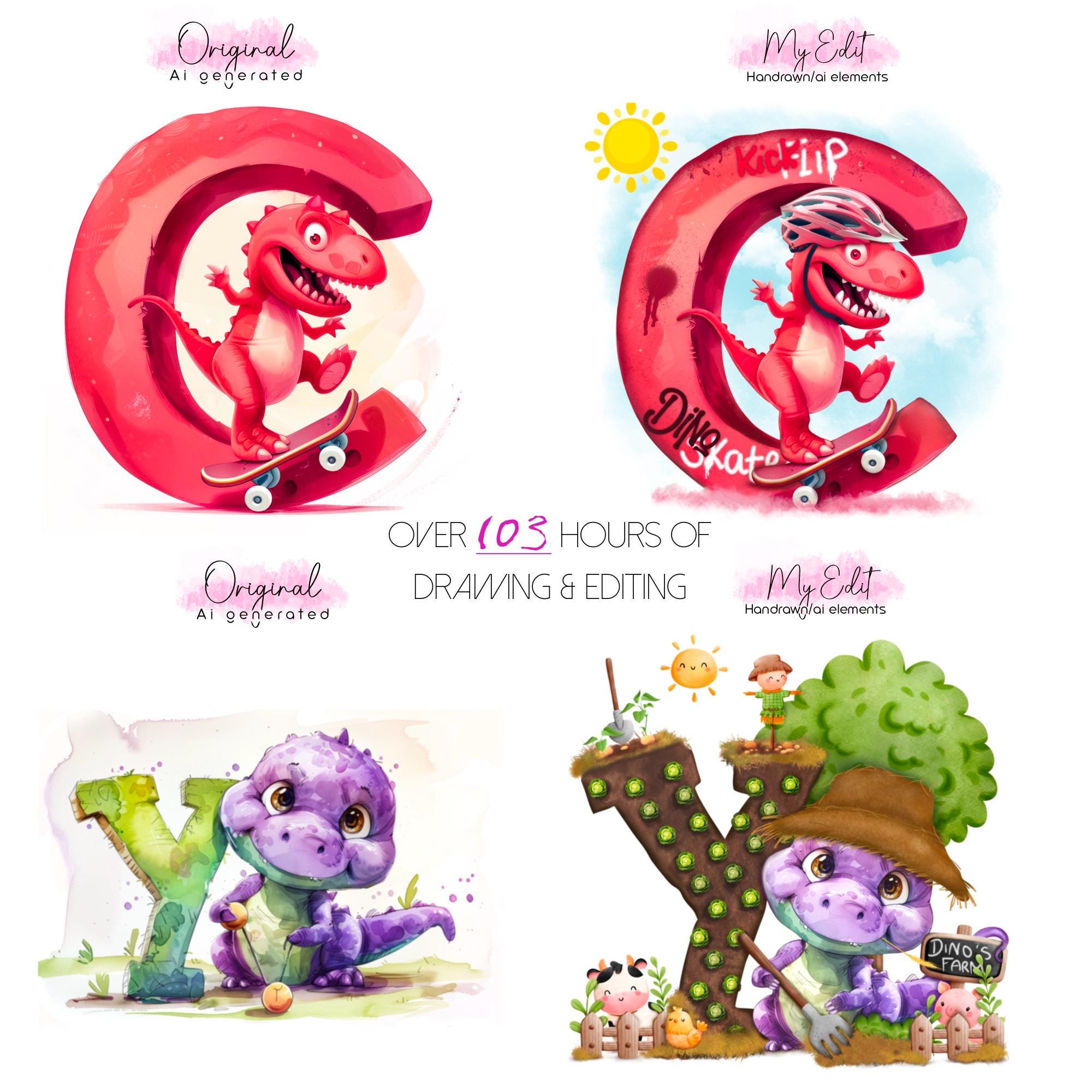 Dinosaur Educational Alphabet, INSTANT DOWNLOAD Clip Art, Print, Kids ...