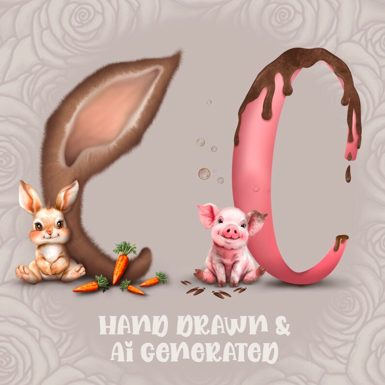 Animal Alphabet ABC Clip Art Letters Print Kids Initials Fun Cute ...