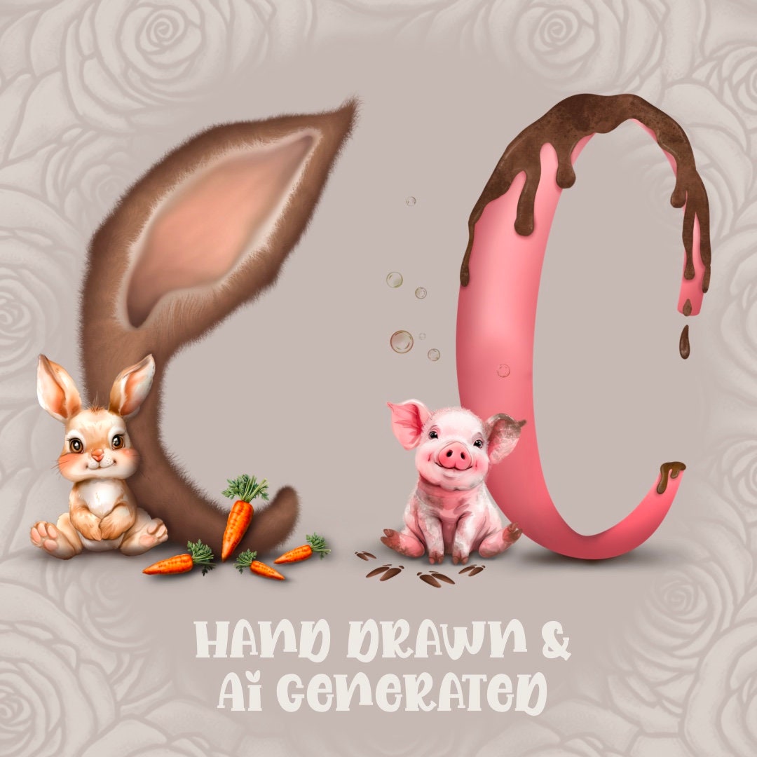 Animal Alphabet ABC Clip Art Letters Print Kids Initials Fun Cute ...