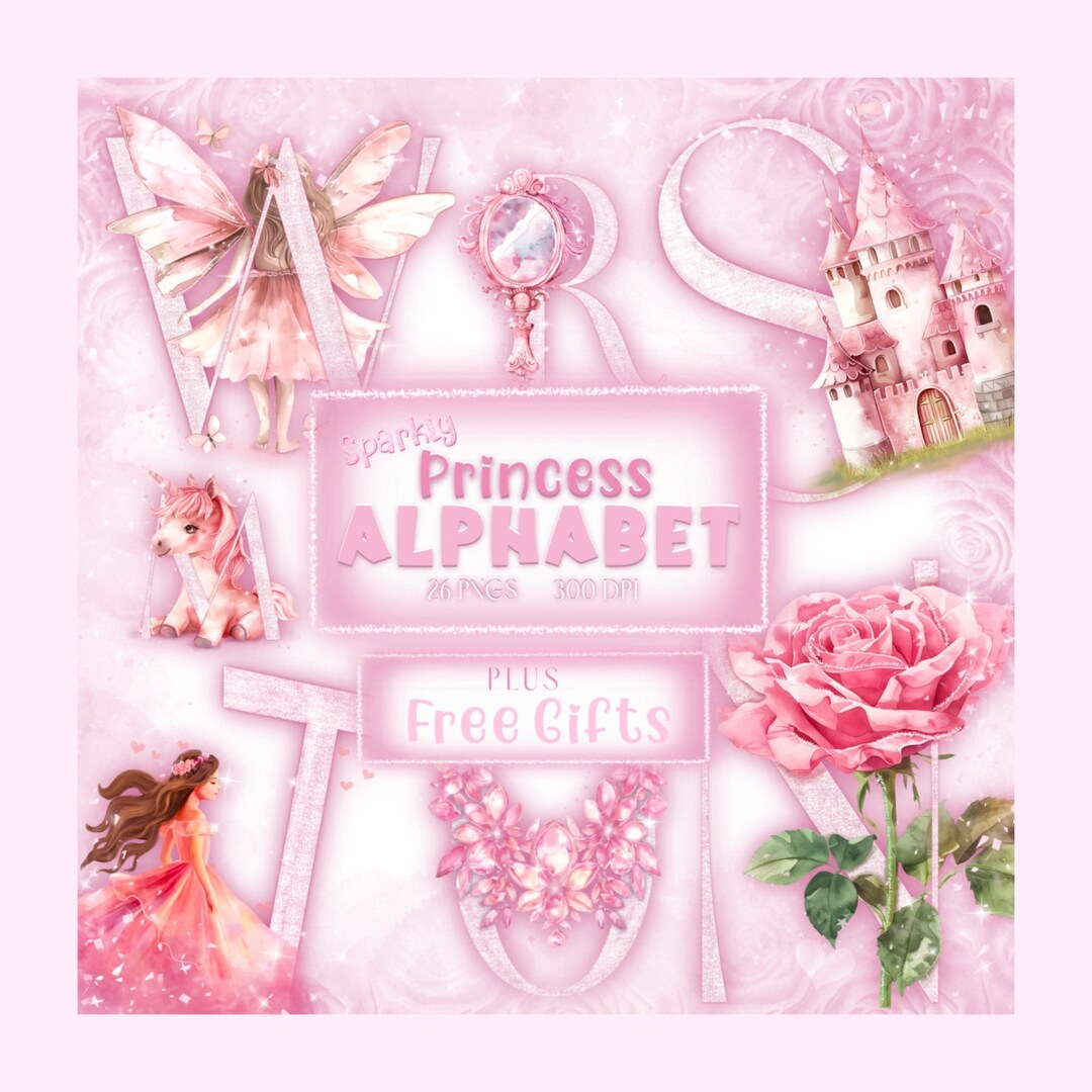 Princess Alphabet ABC Clip Art Set Unicorn Letters Print Kids Initials ...