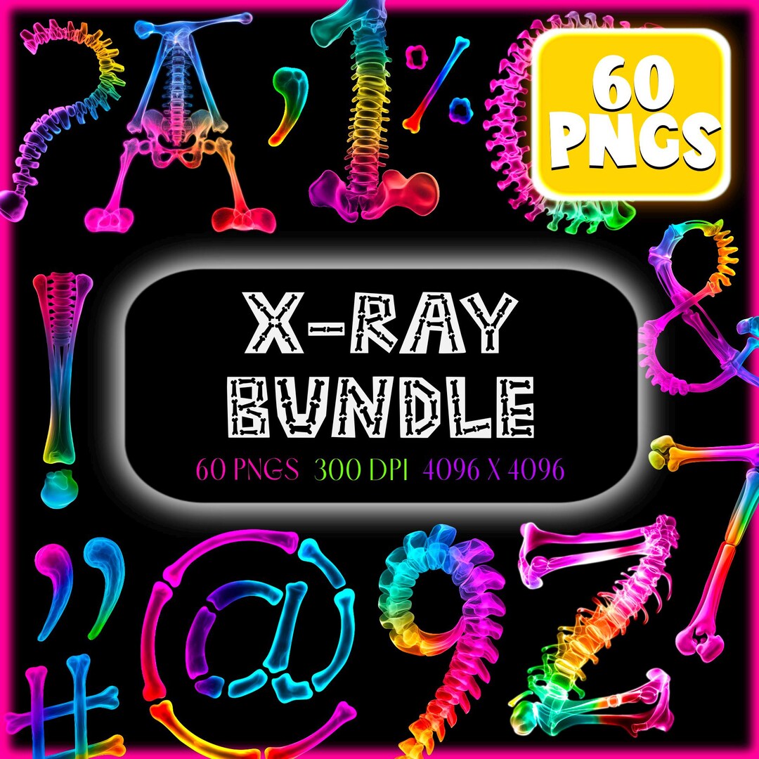 X-RAY Alphabet Numbers Punctuation INSTANT DOWNLOAD Clip Art Print Fun ...