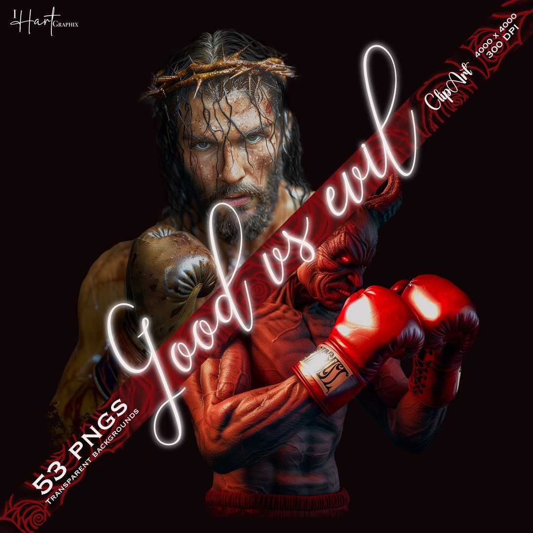 Jesus Devil CLIPART INSTANT DOWNLOAD Boxing Match Good Vs Evil Boxing ...