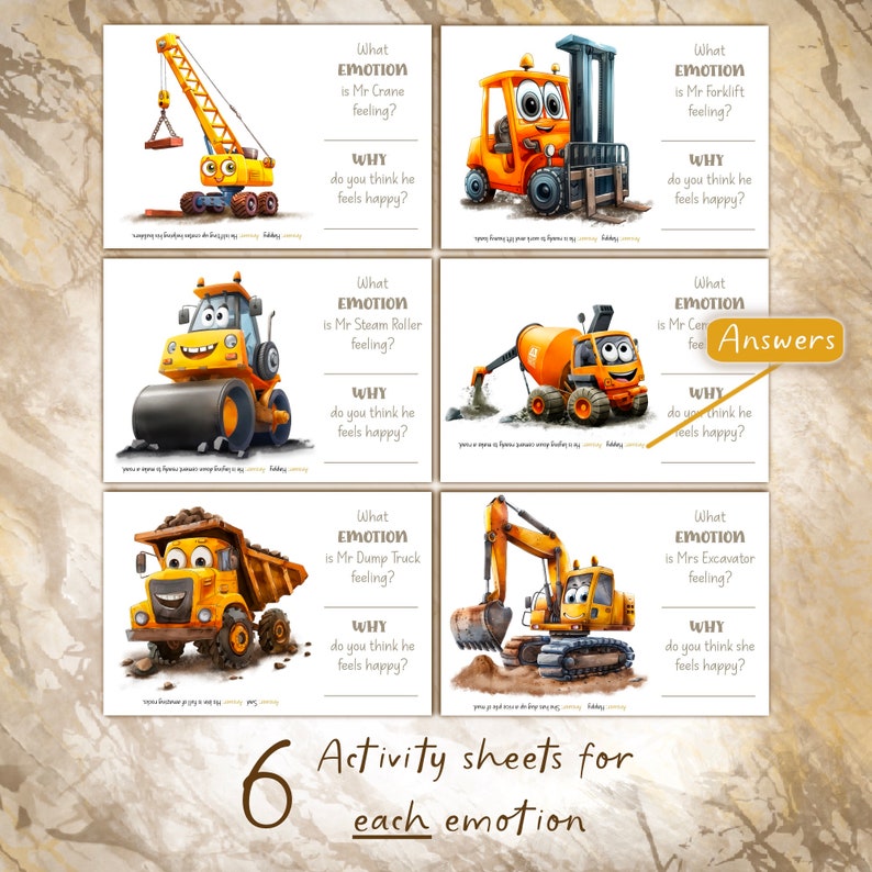 Construction Vehicles | Emotion Learning Clipart Bundle | Happy Sad ...