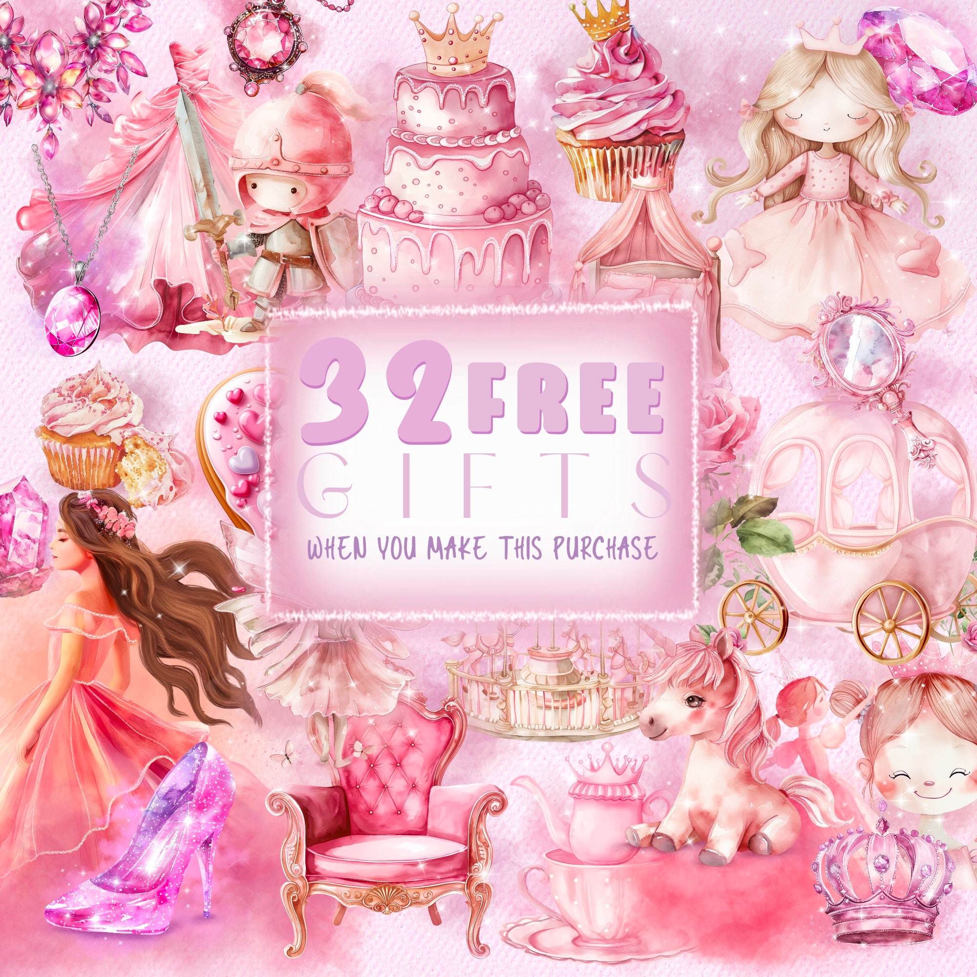 Princess Alphabet ABC Clip Art Set Unicorn Letters Print Kids Initials ...