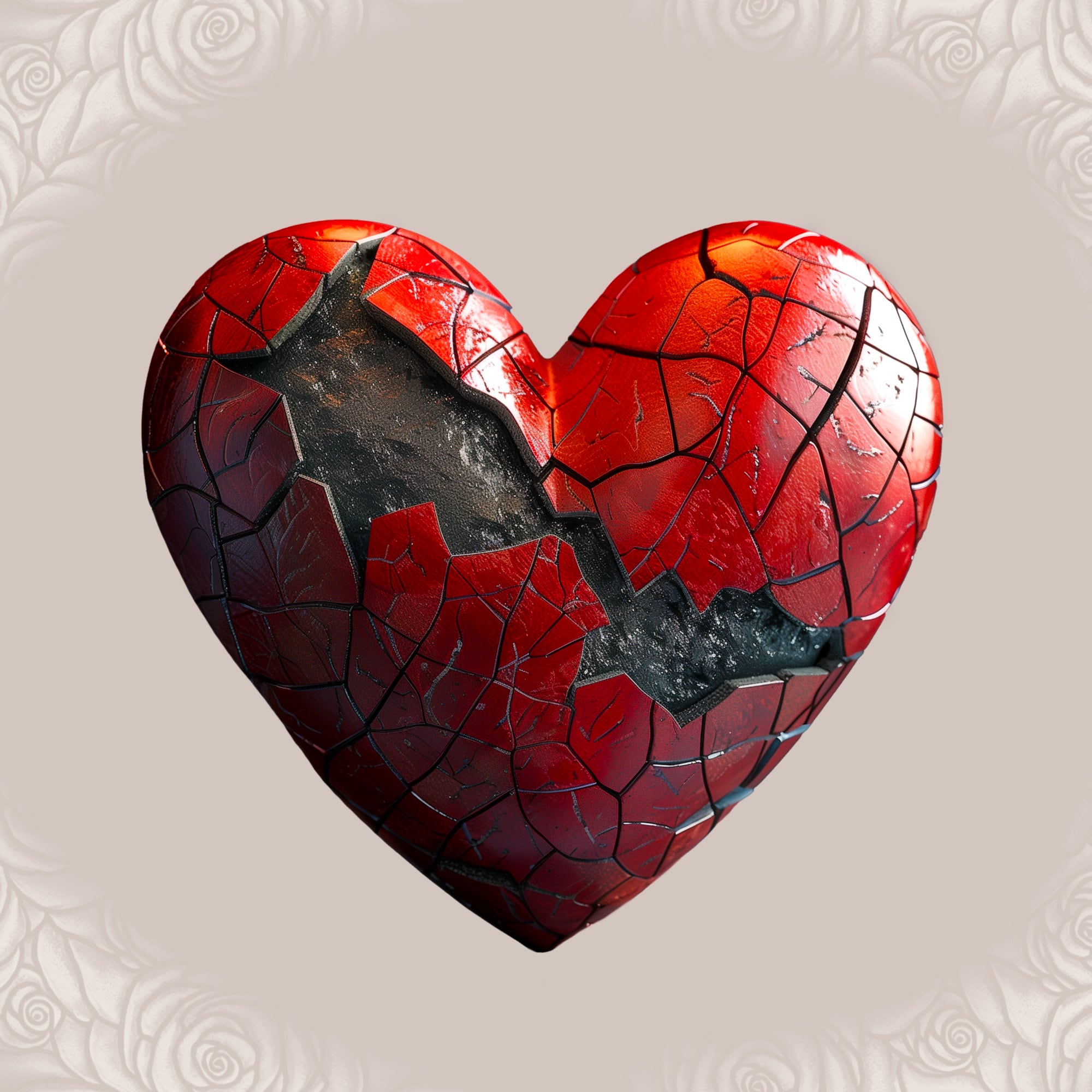 Broken Heart Clip Art INSTANT DOWNLOAD Shattered Heart Pieces Break ...