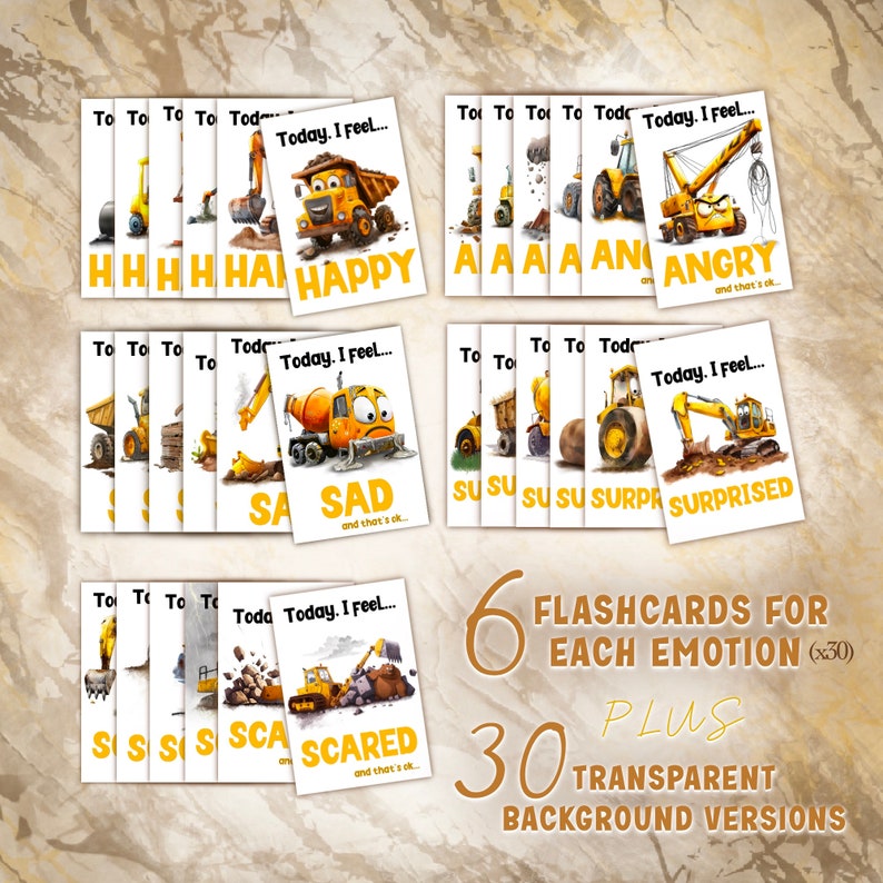 Construction Vehicles | Emotion Learning Clipart Bundle | Happy Sad ...