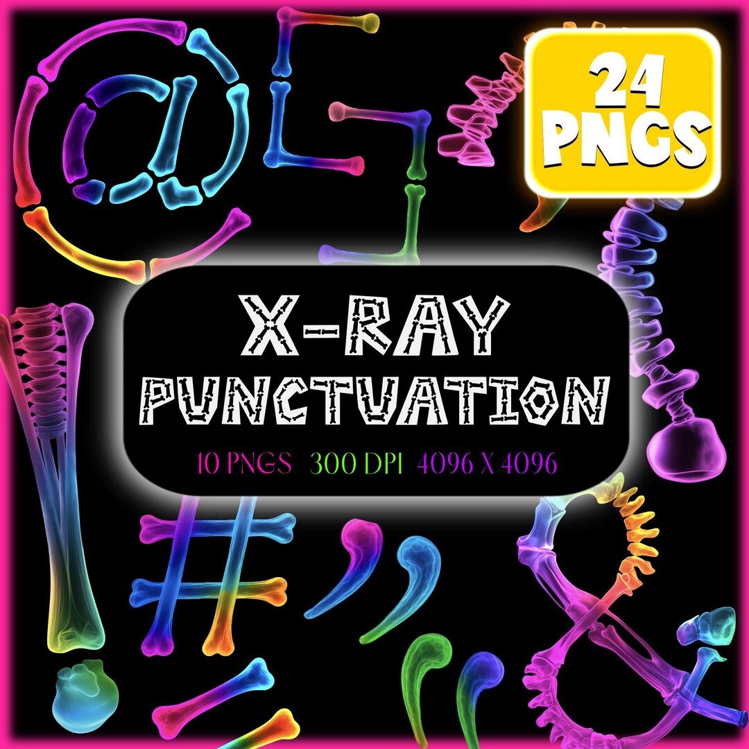 X-RAY Alphabet Punctuation INSTANT DOWNLOAD Clip Art Print Fun Tumbler ...