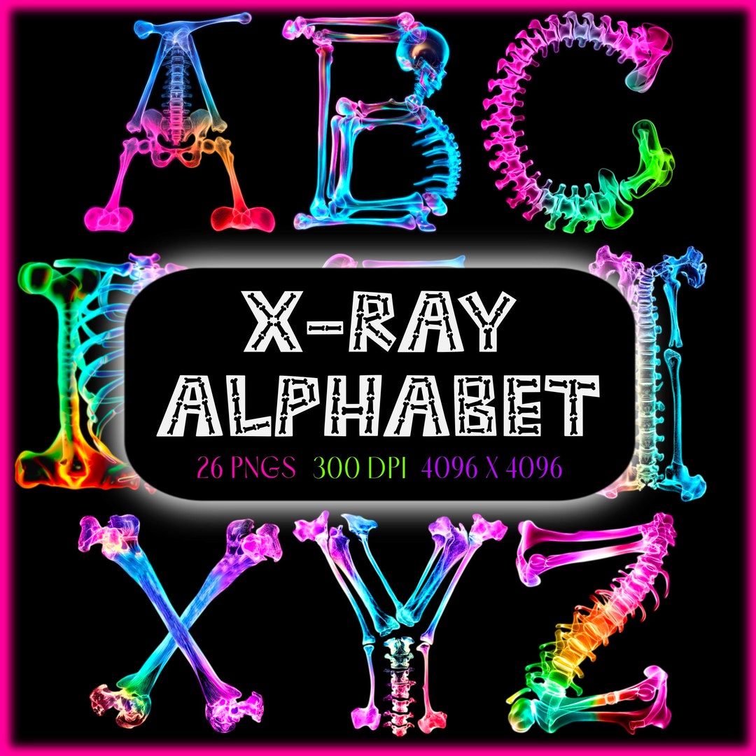 X-RAY Alphabet INSTANT DOWNLOAD Clip Art Letters Print Initials Fun ...