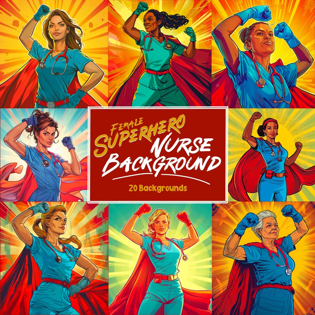 SUPERHERO Female Nurse Digital Artwork INSTANT DOWNLOAD Print Canvas ...