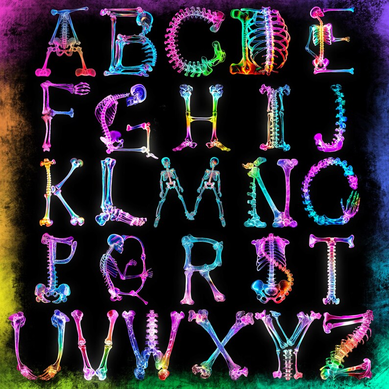 X-RAY Alphabet INSTANT DOWNLOAD Clip Art Letters Print Initials Fun ...