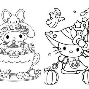 winter hello kitty coloring pages