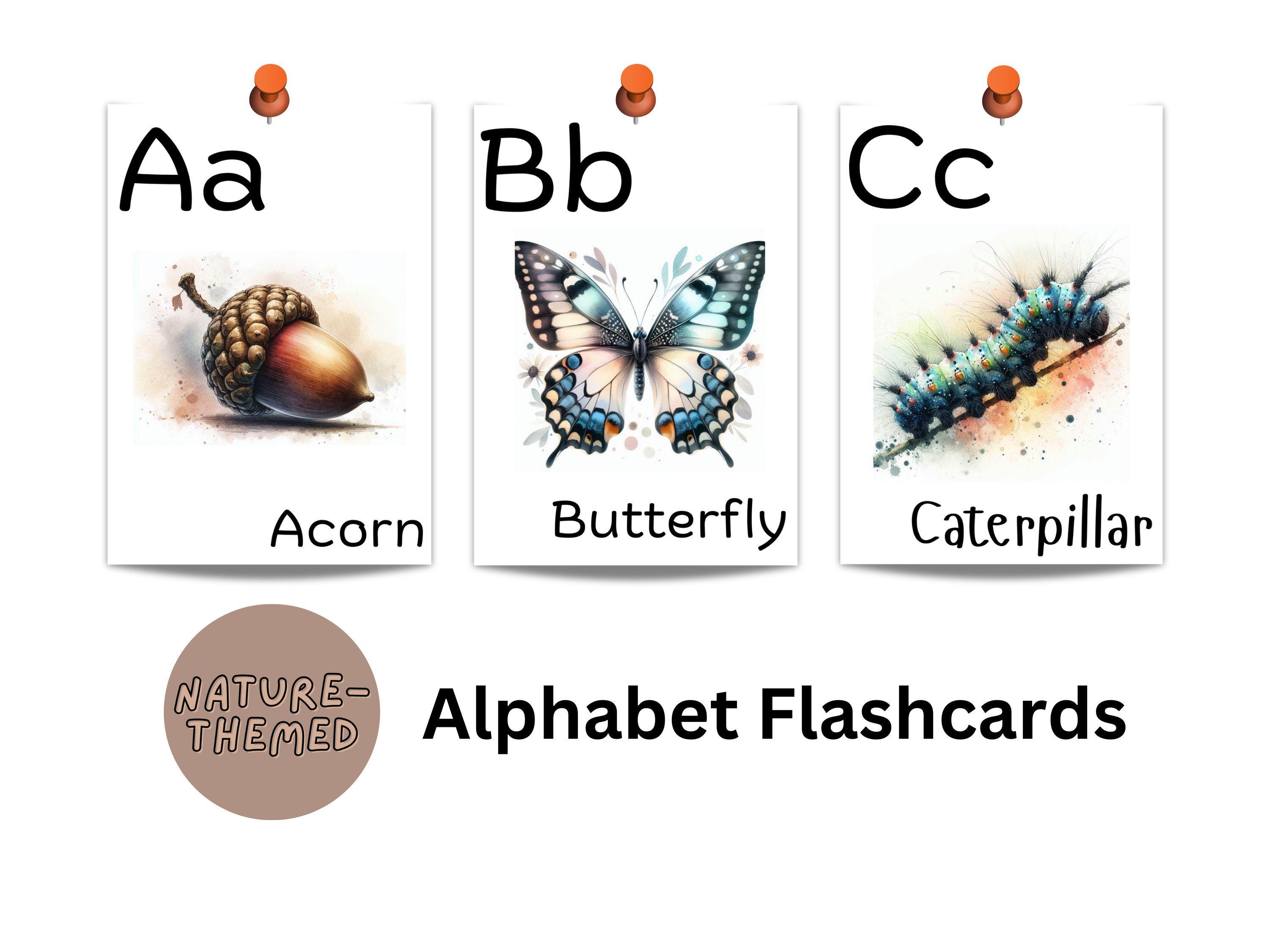 Printable ABC Alphabet Flashcards - Nature-themed Watercolor Design ...