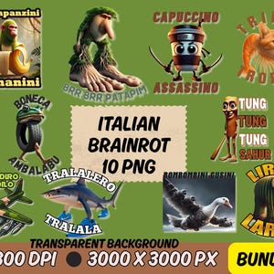Italian Brain Rot PNG Bundle Vol. 1 , 10 Trendy Tiktok Meme Stickers ...