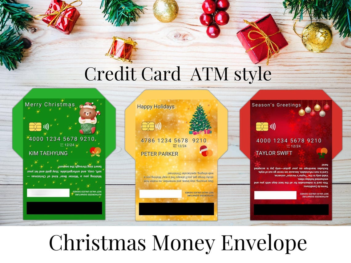 Christmas Money Envelopes Credit Card ATM Style L Edit in Canva ...