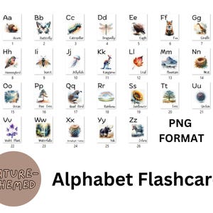 Printable ABC Alphabet Flashcards - Nature-themed Watercolor Design ...