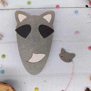 Wooden Scissor Case, Storage Box for Scissors, Scissor Holder Raccoon ...