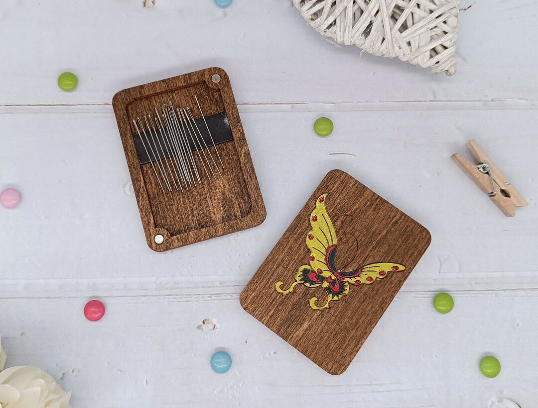 Hand-painted Wooden Needle Case, Magnetic Needle Case, Wooden Needle ...
