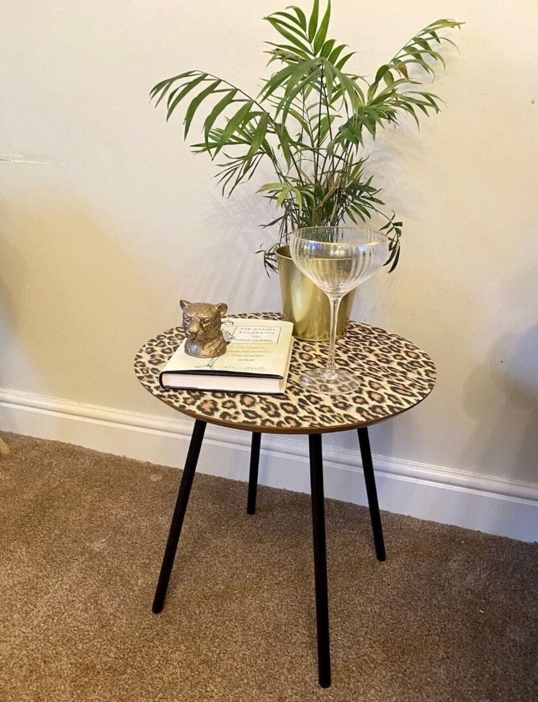 Retro Mid Century Style Side Coffee Table Leopard Giraffe Zebra Print ...