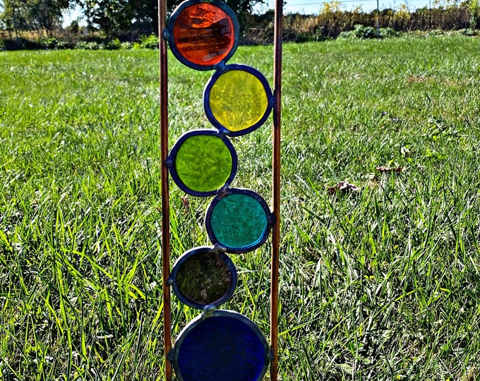 Rainbow Glass Garden Art - Etsy