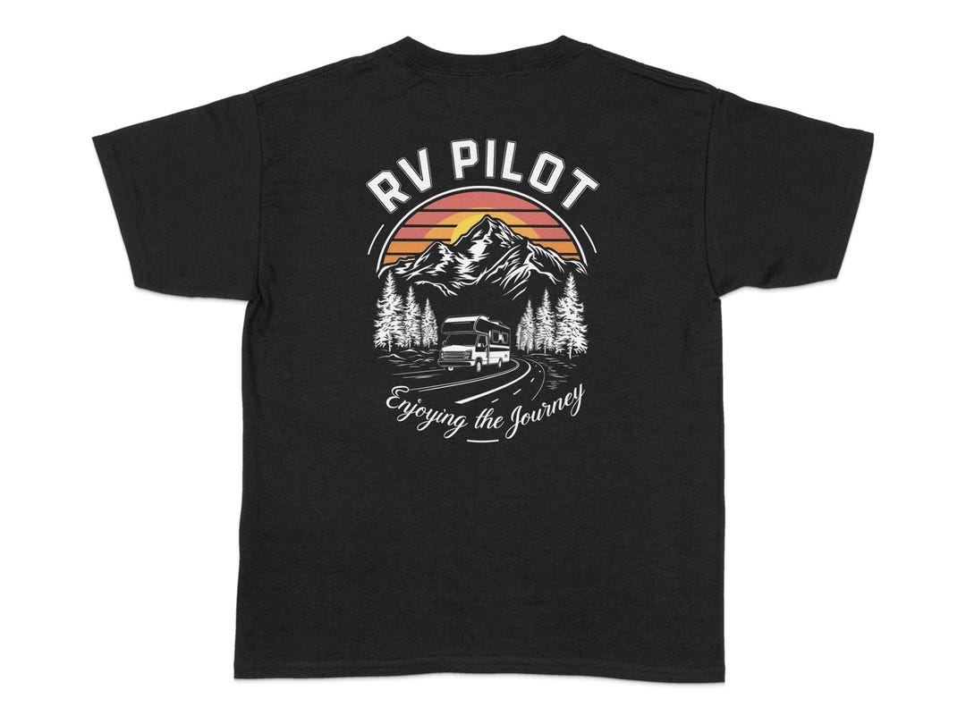 RV Pilot Enjoying the Journey T-shirt, Mountain Sunset Rving Shirt ...