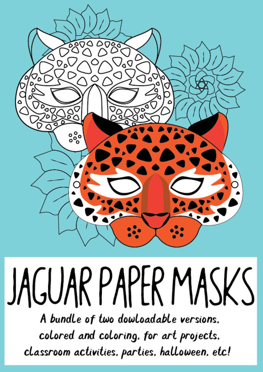 Jaguar Mask Printable colored/coloring DIY For Kids/Adults. Template ...