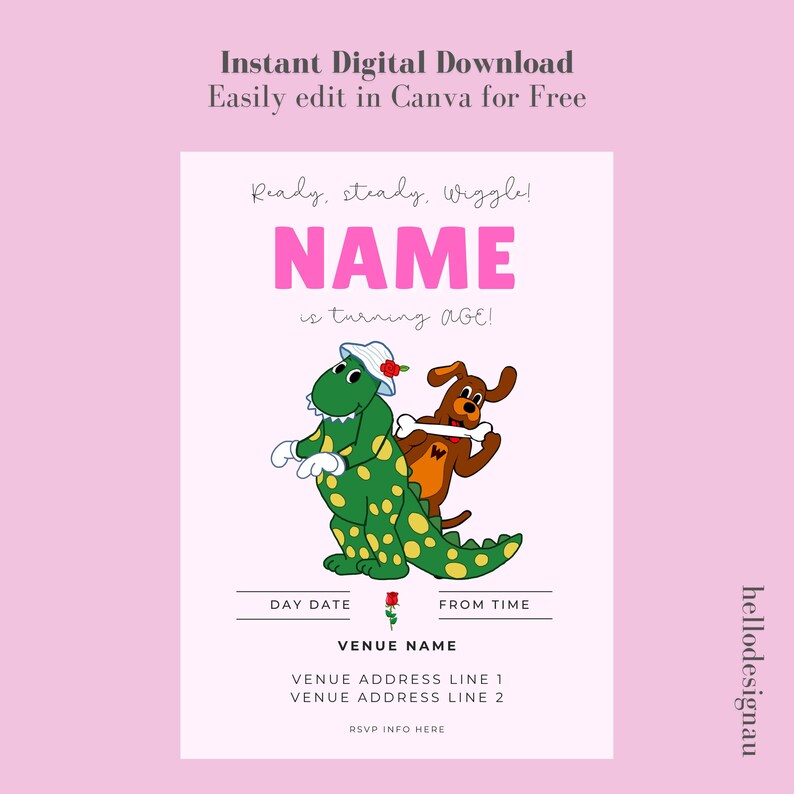 Wiggles Birthday Invitation Template | Customisable Digital Invite for ...