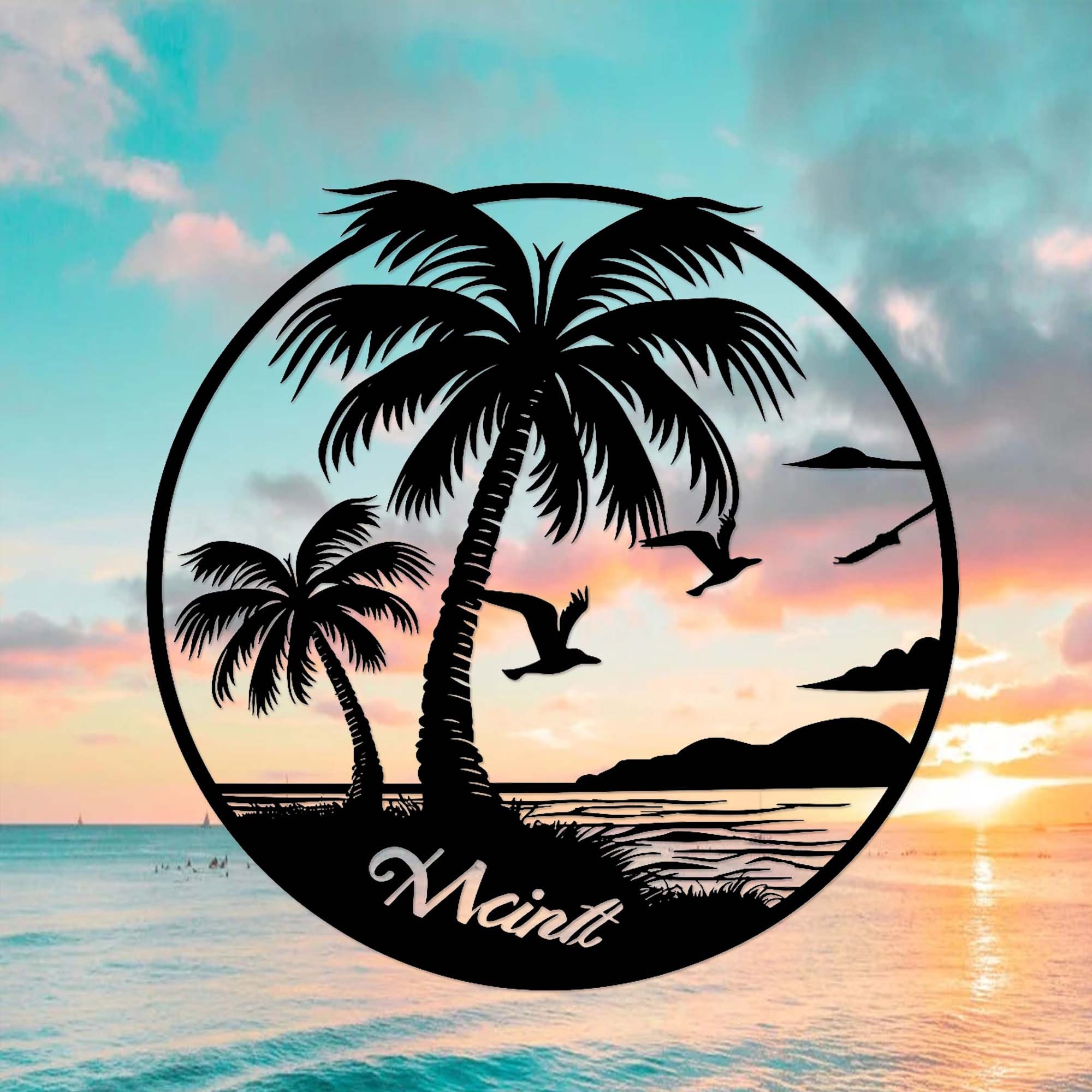 Custom Beach Palm Tree Sign,palm Tree Decor,personalized Beach House ...