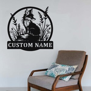 Custom Metal Fox Sign,personalized Fox Name Sign,fox Metal Wall Art,fox ...