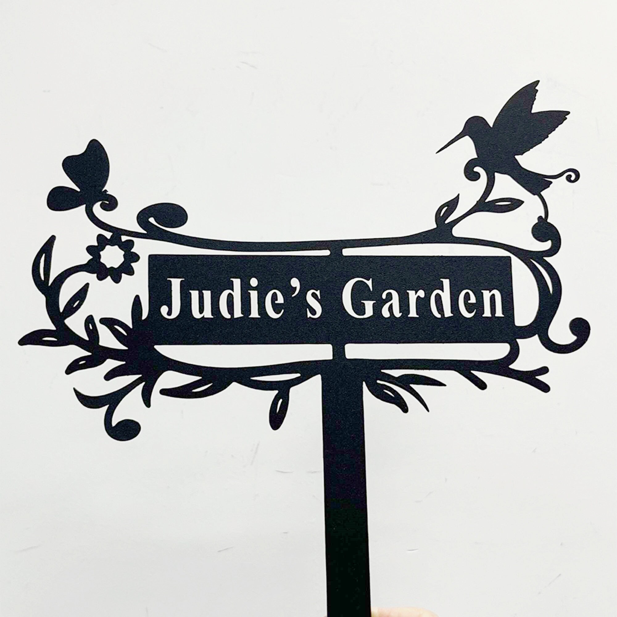 Personalized Metal Garden Sign Custom Garden Sign Bird Flower Garden