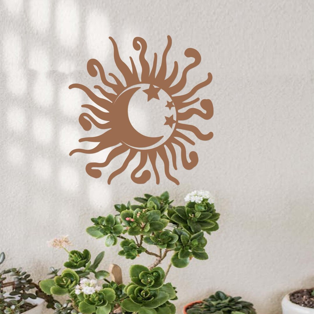 Wacky Sun Metal Wall Art,sun Moon and Stars Metal Wall Decor,sun Moon ...