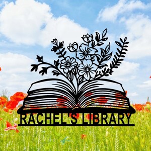 Personalized Library Sign,book Nook Sign,custom Books Metal Sign ...