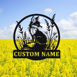 Custom Metal Fox Sign,personalized Fox Name Sign,fox Metal Wall Art,fox ...