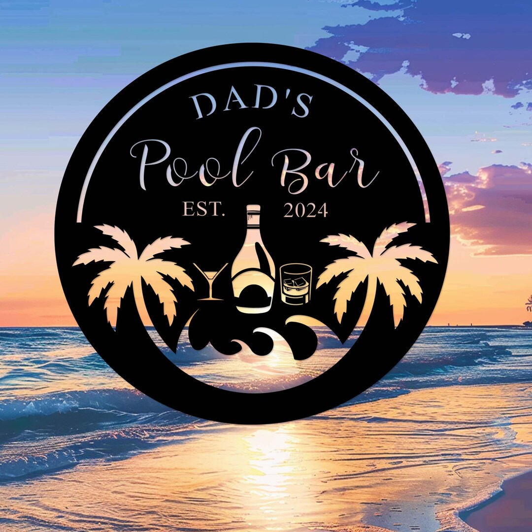 Custom Pool Bar Sign,tiki Bar Sign,personalized Beach Bar Sign,palm ...